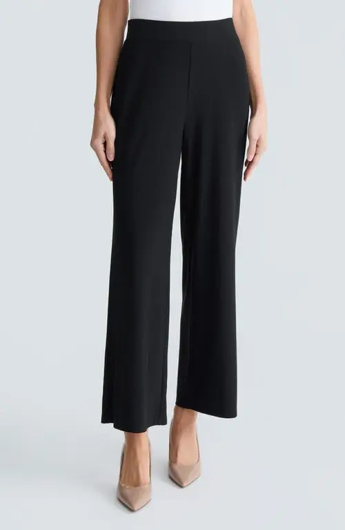 KASPER Wide Leg Pull-on Ankle Pants - Black