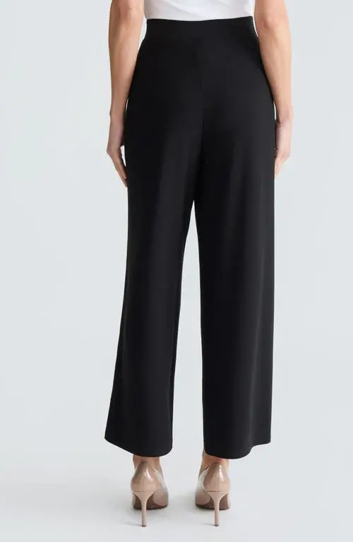 KASPER Wide Leg Pull-on Ankle Pants - Black