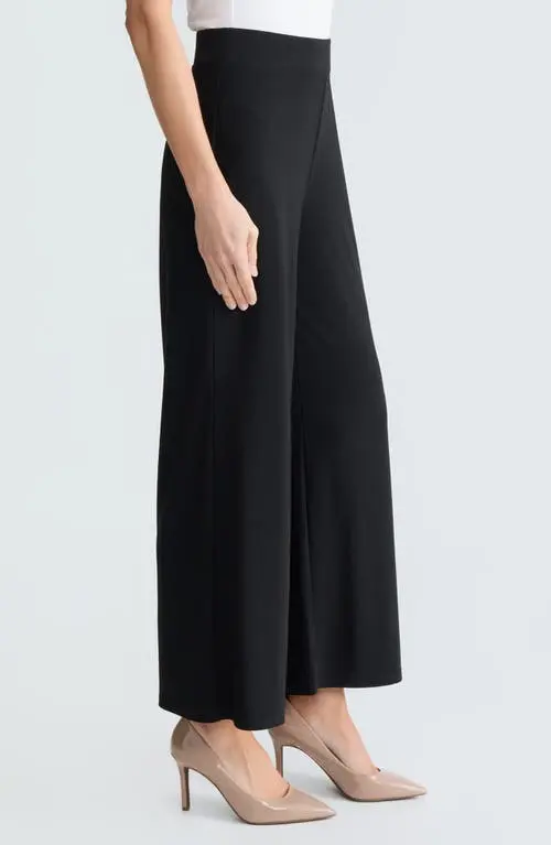 KASPER Wide Leg Pull-on Ankle Pants - Black