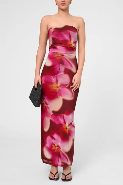 Rachel Rachel Roy Isola Strapless Mesh Maxi Dress - Dark Red