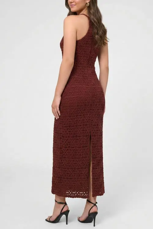 Rachel Rachel Roy Aitana Bead Keyhole Crochet Maxi Dress - Dark Red