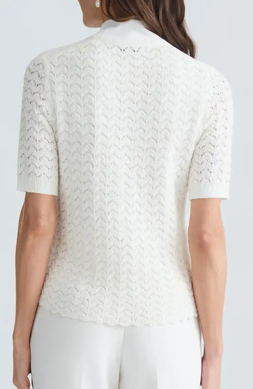 KASPER Textured Stitch Short Sleeve Cardigan