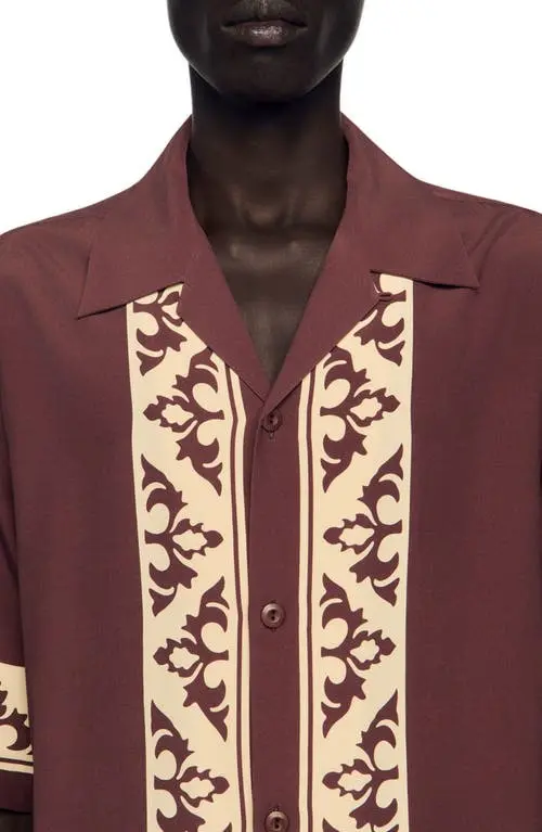 Sandro Contrast Print Loose-fit Shirt - Chocolate