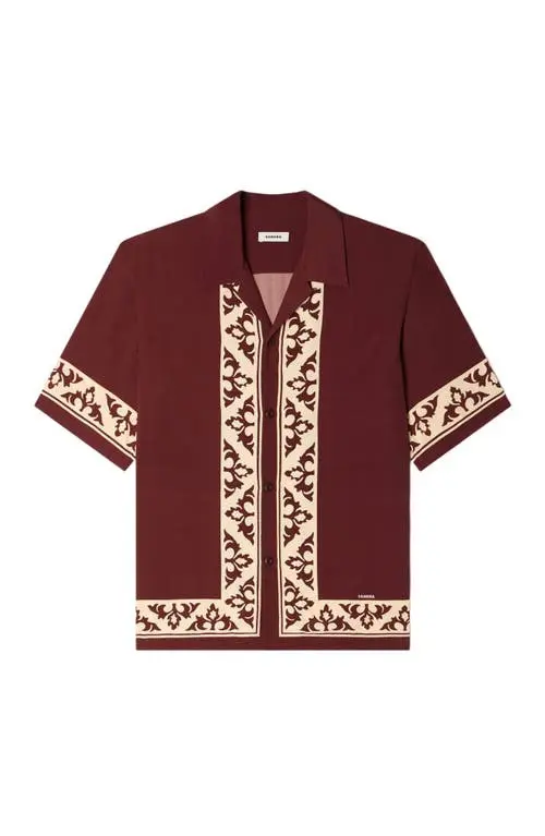 Sandro Contrast Print Loose-fit Shirt - Chocolate