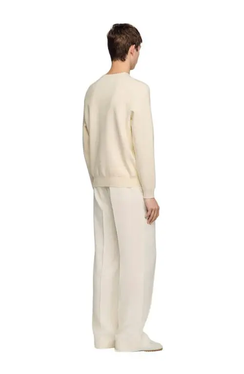 Sandro Knit Sweatshirt With Crochet Flower Detail