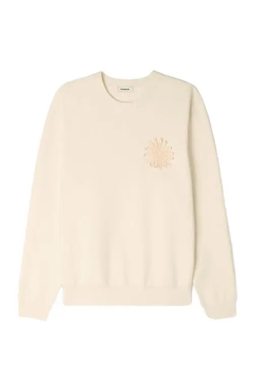 Sandro Knit Sweatshirt With Crochet Flower Detail