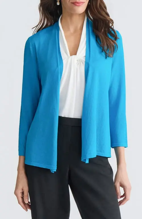KASPER Stitch Detail Three-quarter Sleeve Cardigan