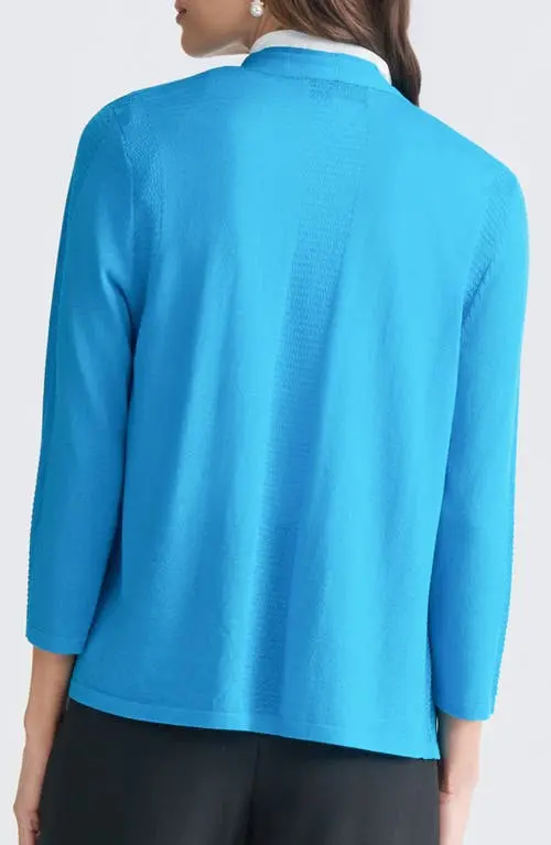 KASPER Stitch Detail Three-quarter Sleeve Cardigan