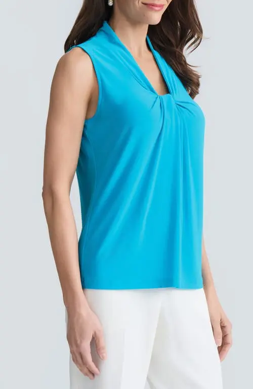 KASPER Sleeveless Knot Front Jersey Top - Bright Azul