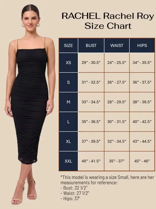 Rachel Rachel Roy Sleeveless Ruched Midi Dress With Chain Straps