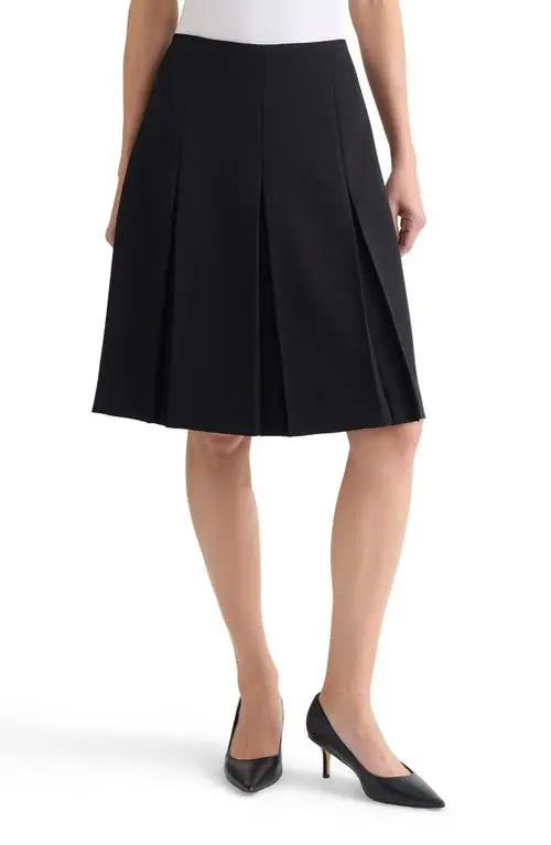 KASPER Pleated Stretch Crepe Skirt - Black