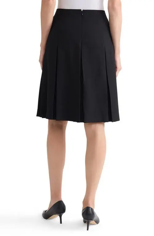 KASPER Pleated Stretch Crepe Skirt - Black