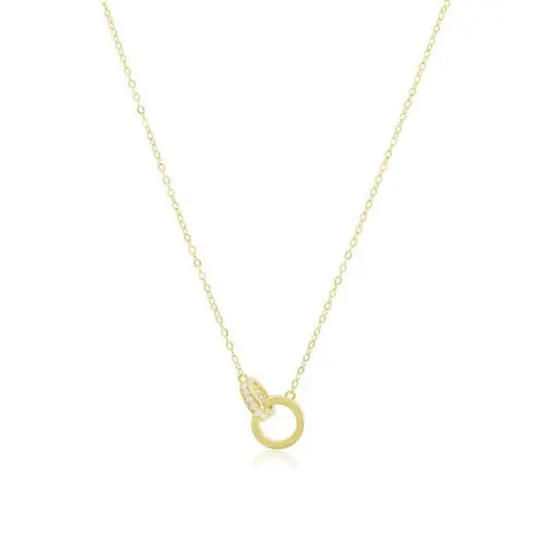THE LOVERY FINE JEWELRY Interlocking Circle Cubic Zirconia Necklace - Goldlated Sterling Silver