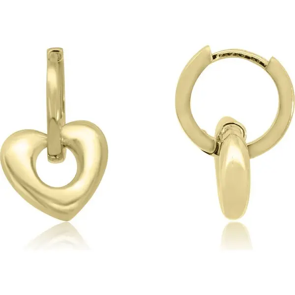THE LOVERY FINE JEWELRY Heart Huggie Hoop Earrings - Goldlated Sterling Silver