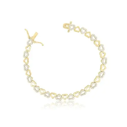 THE LOVERY FINE JEWELRY Alternating Heart Bracelet - Goldlated Sterling Silver