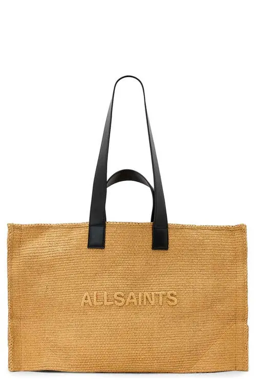ALLSAINTS Lutece Woven Straw Tote Bag - Biscuit Brown