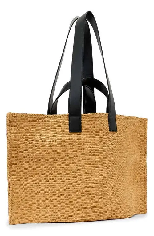 ALLSAINTS Lutece Woven Straw Tote Bag - Biscuit Brown
