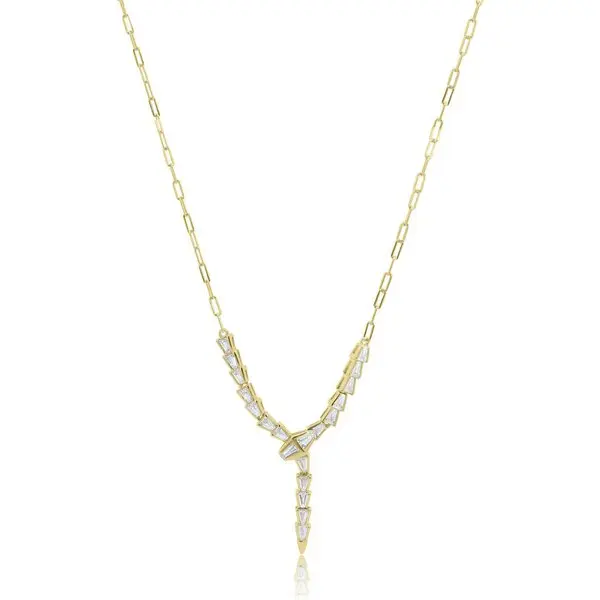 THE LOVERY FINE JEWELRY Lariat Necklace With Cubic Zirconia - Goldlated Sterling Silver
