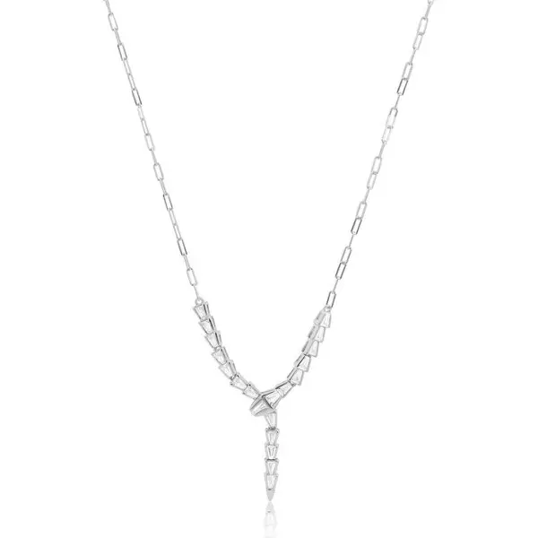 THE LOVERY FINE JEWELRY Lariat Necklace With Cubic Zirconia - Sterling Silver