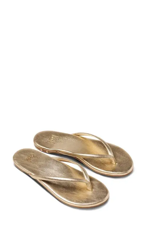 Beek Sunbeam Flip Flop In Metallic Leather - Gold