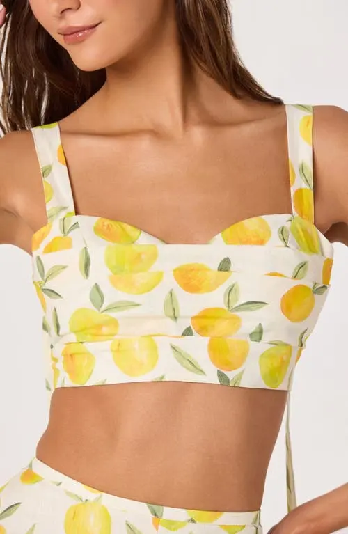 Astr The Label Myria Crop Top Printed Sweetheart Neck - Lemon Print