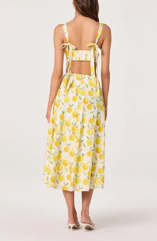 Astr The Label Myria Midi Skirt With - Lemon Print