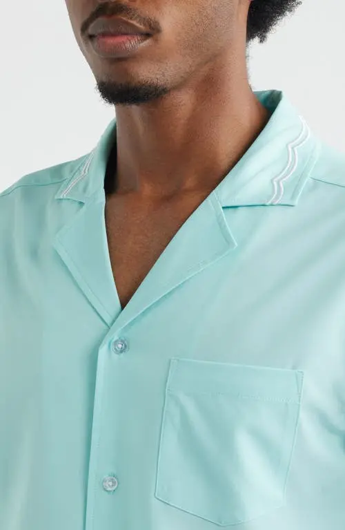 MAVRANS Beach Blue Waves Weekend Camp Shirt - Light Blue