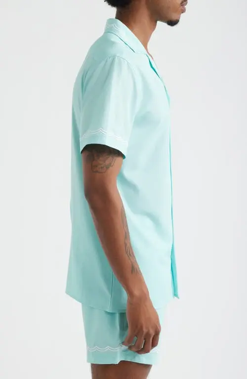 MAVRANS Beach Blue Waves Weekend Camp Shirt - Light Blue