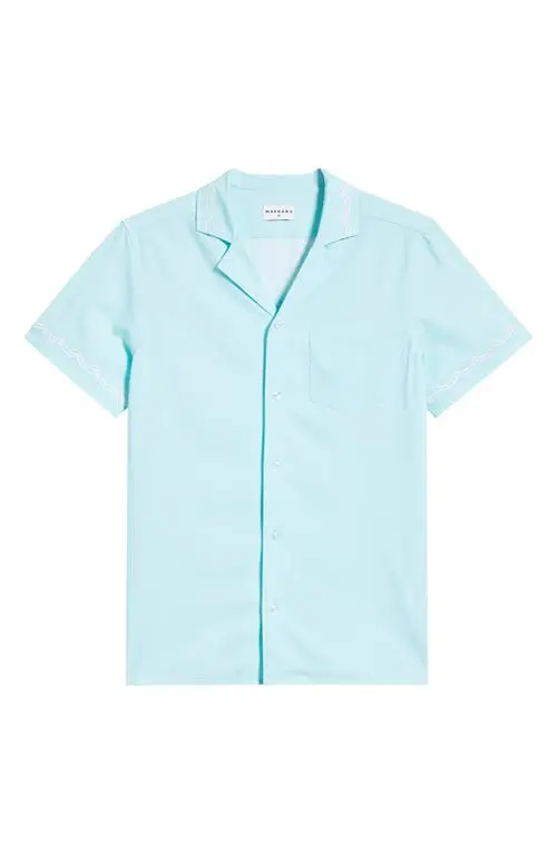 MAVRANS Beach Blue Waves Weekend Camp Shirt - Light Blue