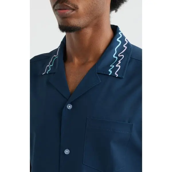 MAVRANS 90s Wave Weekend Camp Shirt - Dark Blue
