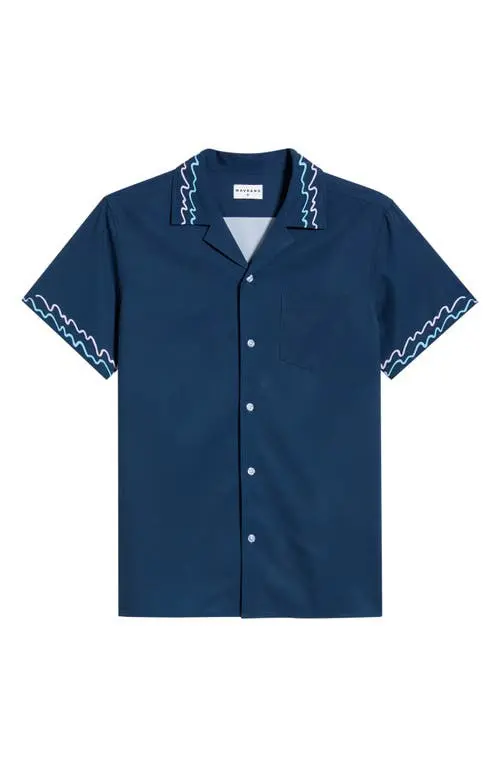 MAVRANS 90s Wave Weekend Camp Shirt - Dark Blue