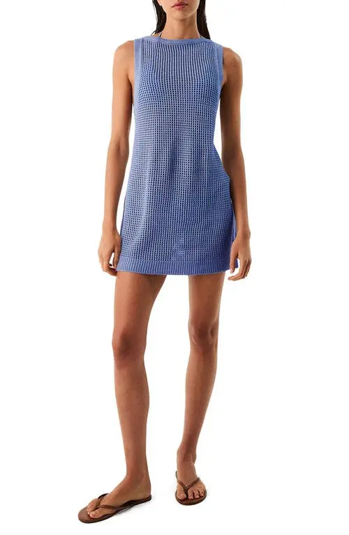 VIX PAULA HERMANNY Erika Open Knit Cover-up Dress - Blue