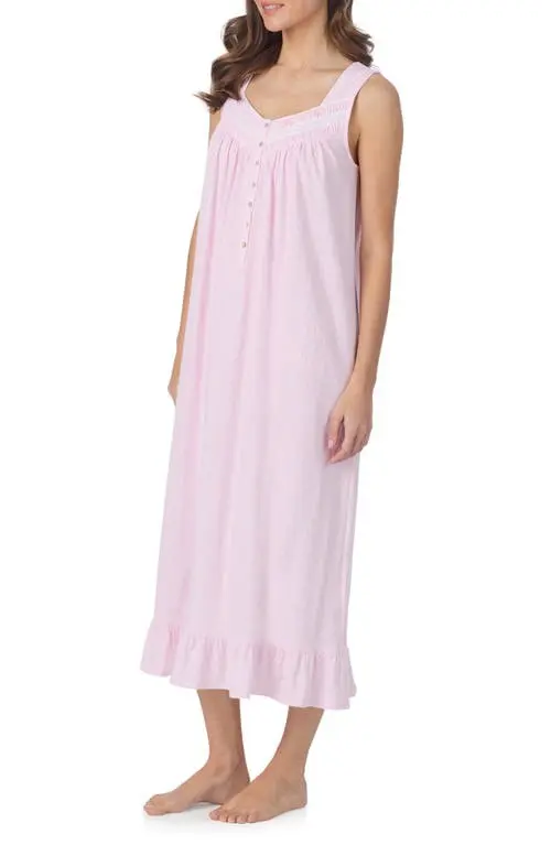 Eileen West Cotton Nightgown - Pink/white