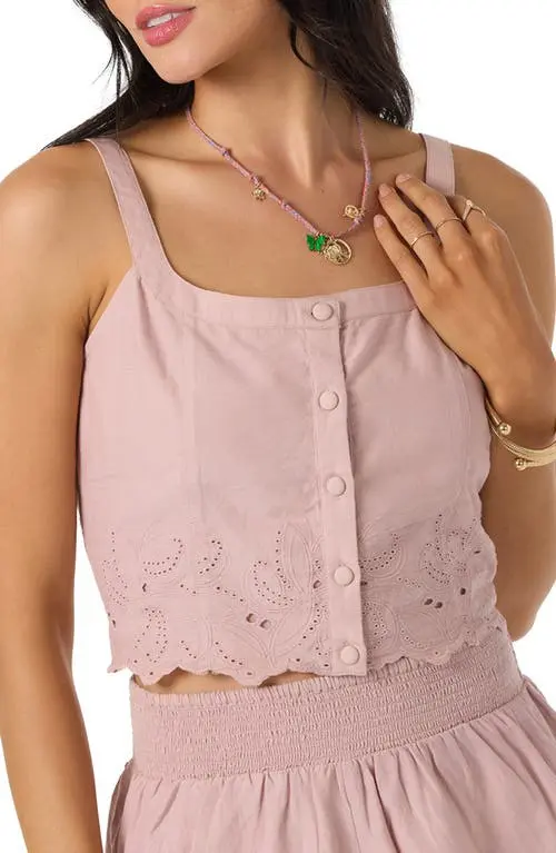 O'Neill Annalee Eyelet Cotton Crop Top - Orchid