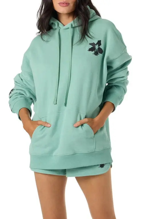 O'Neill Oversize Cotton Blend Hoodie With Tropical Graphic - Green