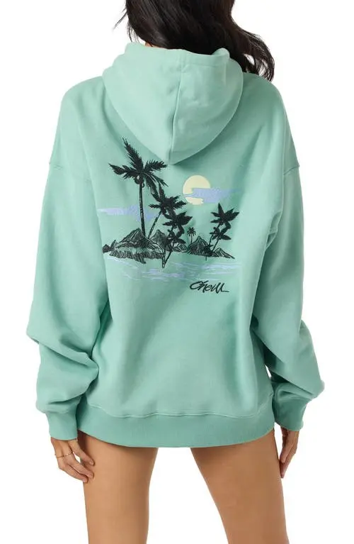 O'Neill Oversize Cotton Blend Hoodie With Tropical Graphic - Green