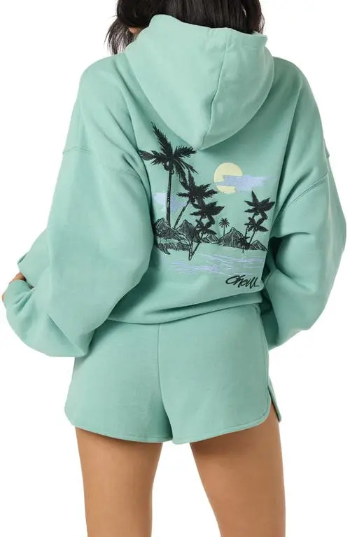 O'Neill Oversize Cotton Blend Hoodie With Tropical Graphic - Green