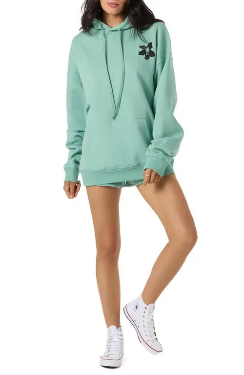 O'Neill Oversize Cotton Blend Hoodie With Tropical Graphic - Green