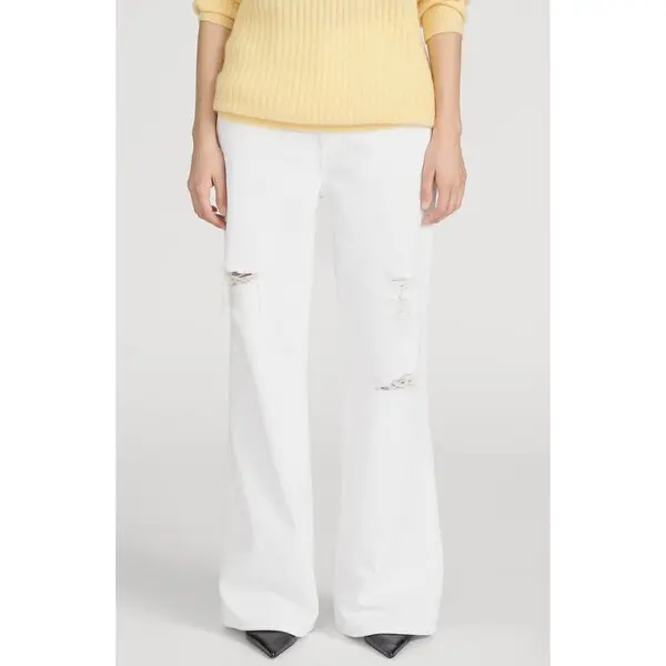 FRAME Pixie Loose Ripped Wide Leg Jeans - White Destruct