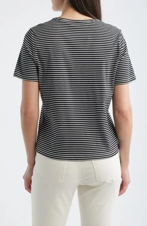 Spanx Spnax® Lightweight Striped Cotton Crewneck T-shirt - Minishutter Cb/l