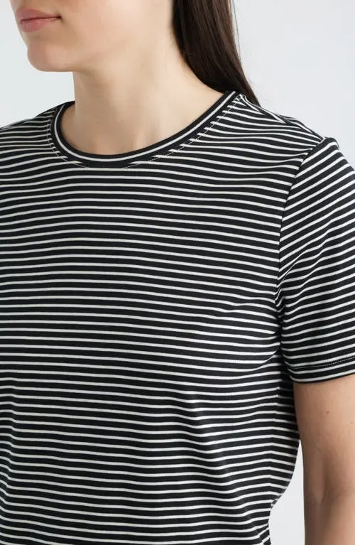 Spanx Spnax® Lightweight Striped Cotton Crewneck T-shirt - Minishutter Cb/l