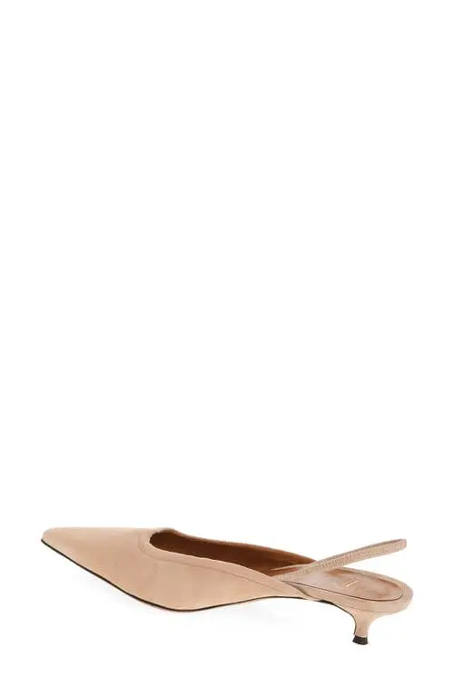 ATP ATELIER Lana Suede Slingback Kitten Heel Pumps - Cipria