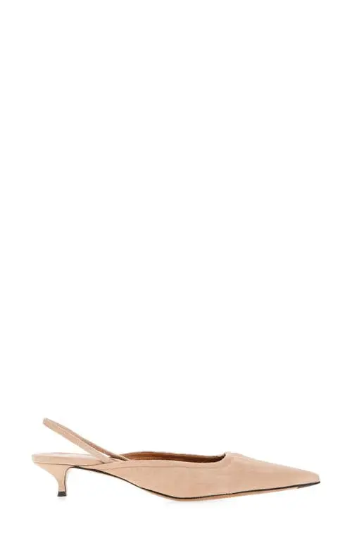 ATP ATELIER Lana Suede Slingback Kitten Heel Pumps - Cipria