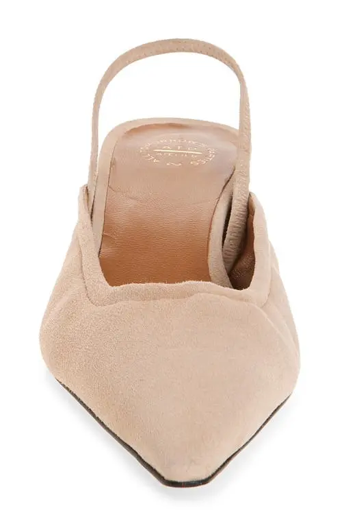 ATP ATELIER Lana Suede Slingback Kitten Heel Pumps - Cipria