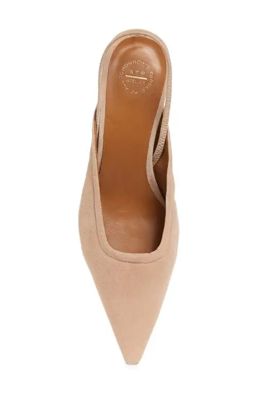 ATP ATELIER Lana Suede Slingback Kitten Heel Pumps - Cipria