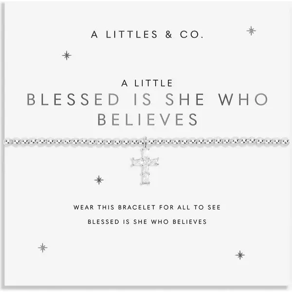 A LITTLES & CO Beaded Cross Charm Bracelet - Silver Plated