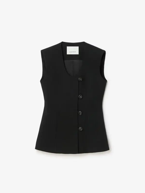 HOUSE OF DAGMAR Sleeveless Blazer - Black