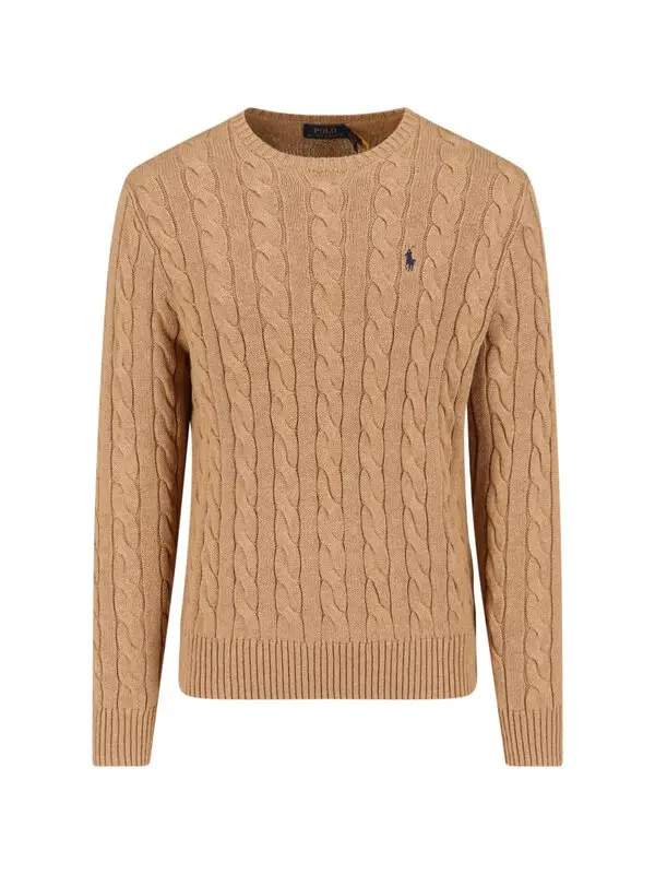 Polo Ralph Lauren Cable Knit Crew Neck Sweater - Brown