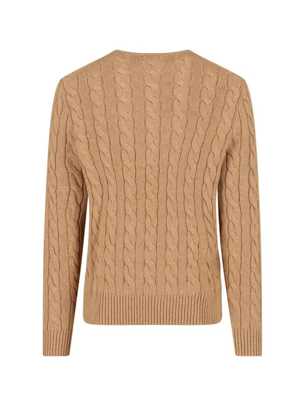 Polo Ralph Lauren Cable Knit Crew Neck Sweater - Brown