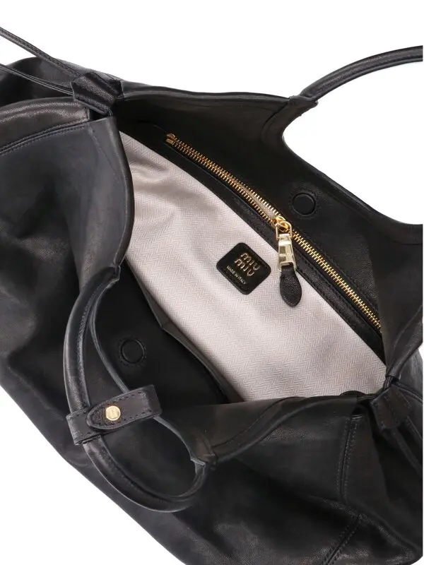 Miu Miu Ivy" Leather Tote Bag - Black